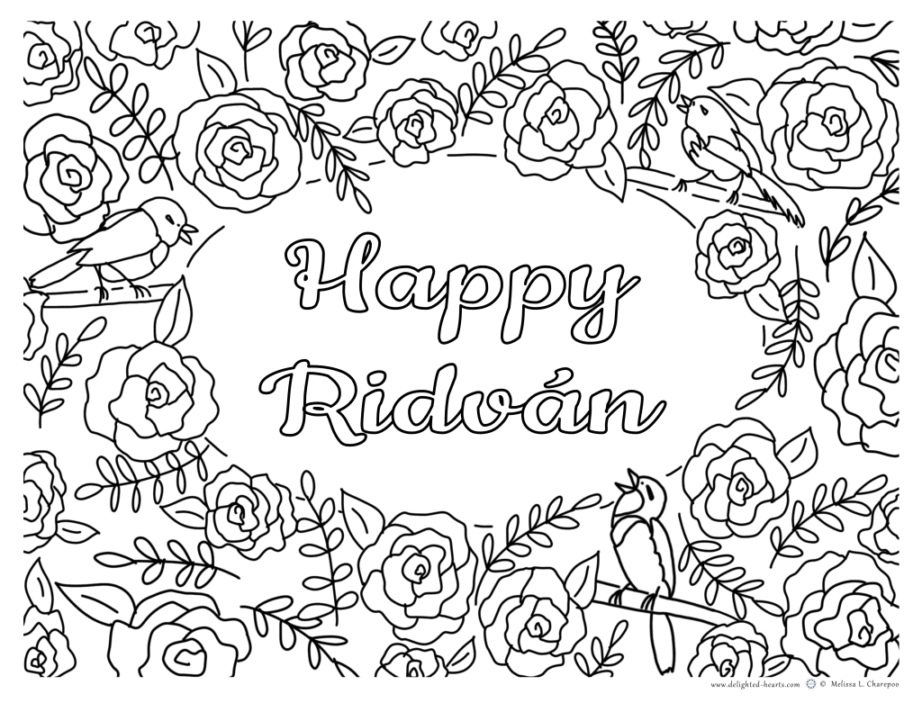 Gift Coloring Page – Happy Ridván! – Delighted Hearts
