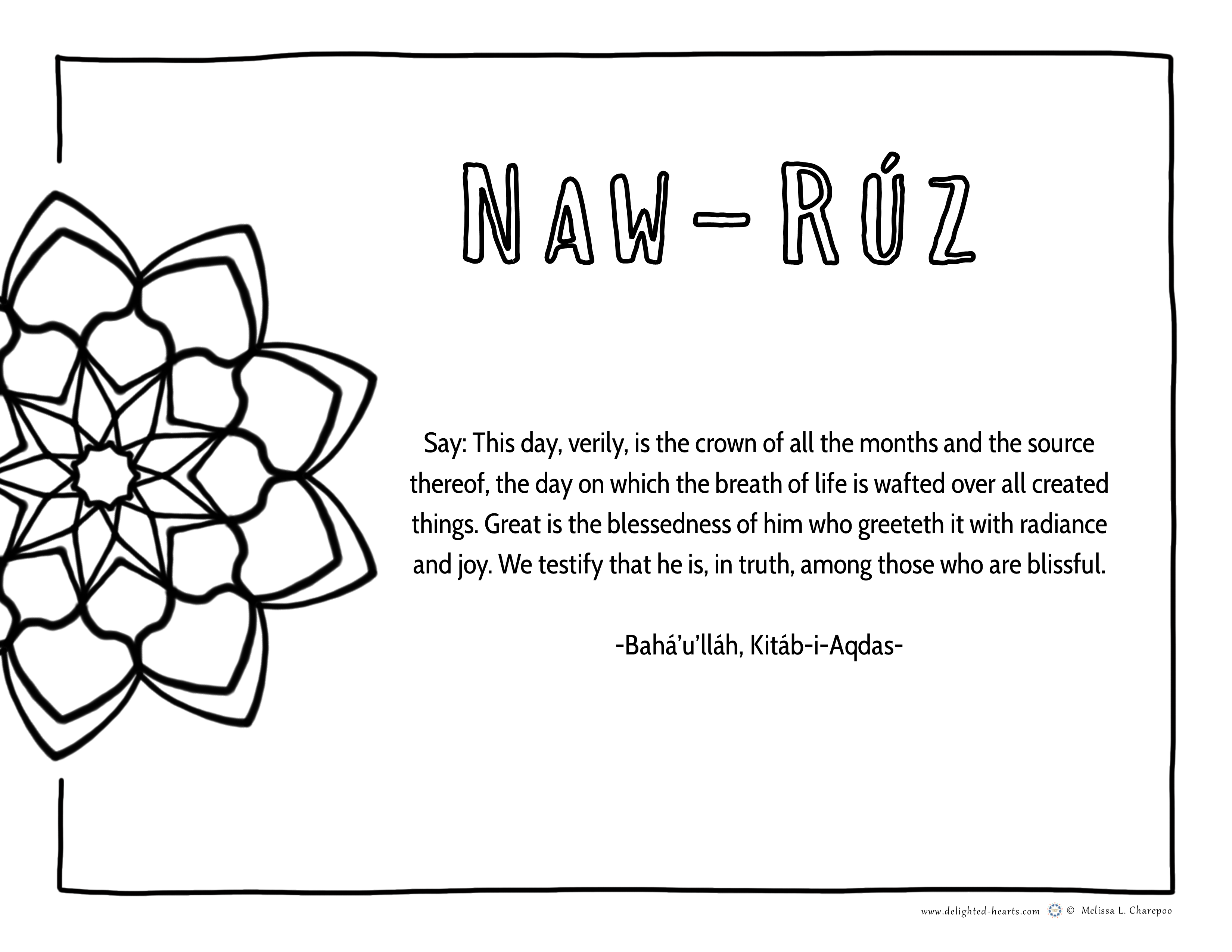 A Gift Coloring Page to Celebrate Naw-Ruz – Delighted Hearts