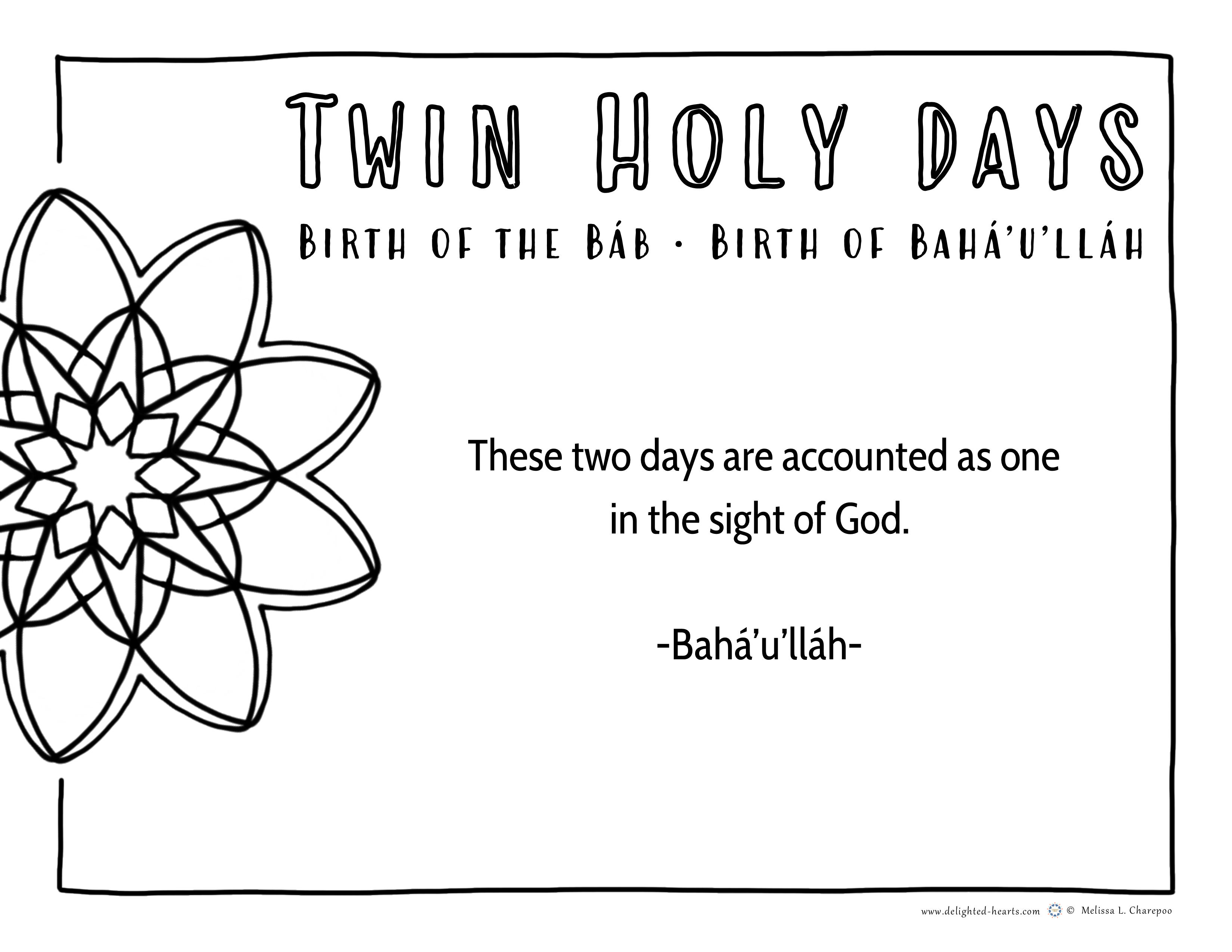A Gift Coloring Page to Celebrate the Twin Holy Days! – Delighted Hearts