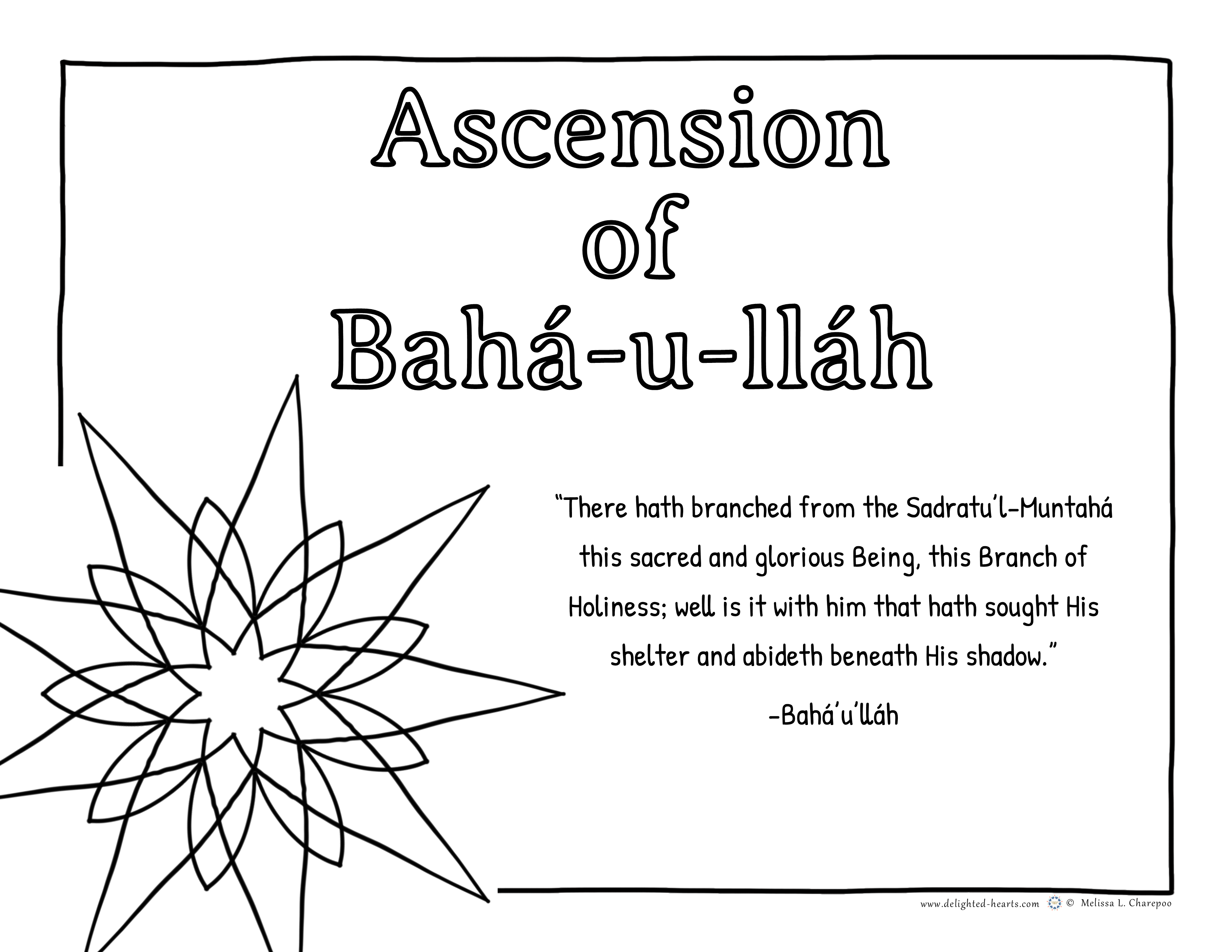 A Gift Coloring Page to Commemorate the Ascencion of Bahá’u’llah ...